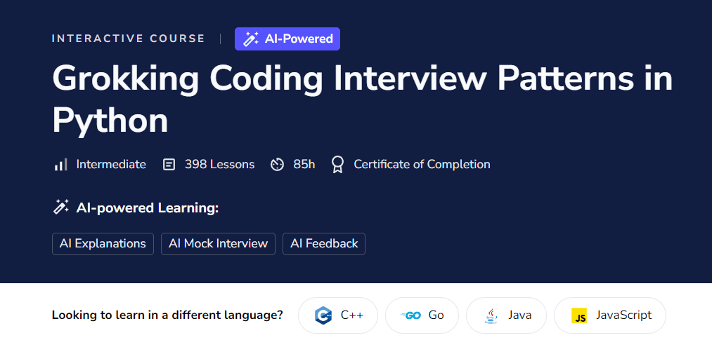 Grokking Coding Interview Patterns in Python | Reviews | Course | ICDB Grokking Coding Interview Patterns in Python | Reviews | Course | ICDB